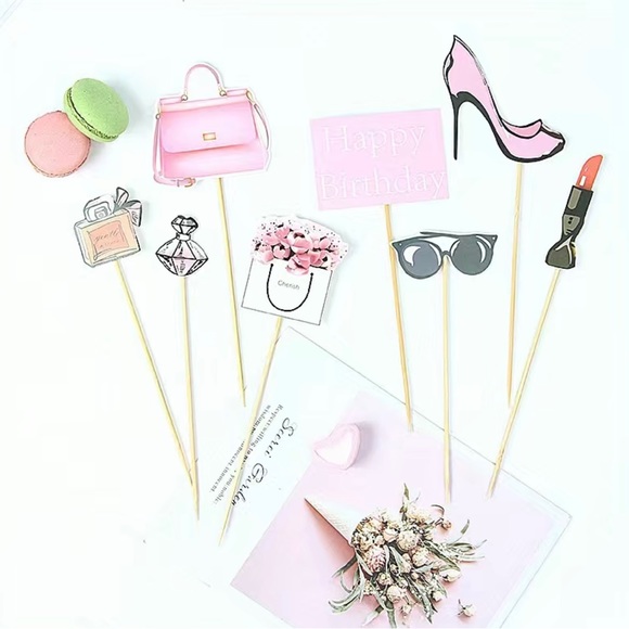 Party Supplies | Happy Bday Glam Themed Cake Or Cup Cake Decoration 7 ...